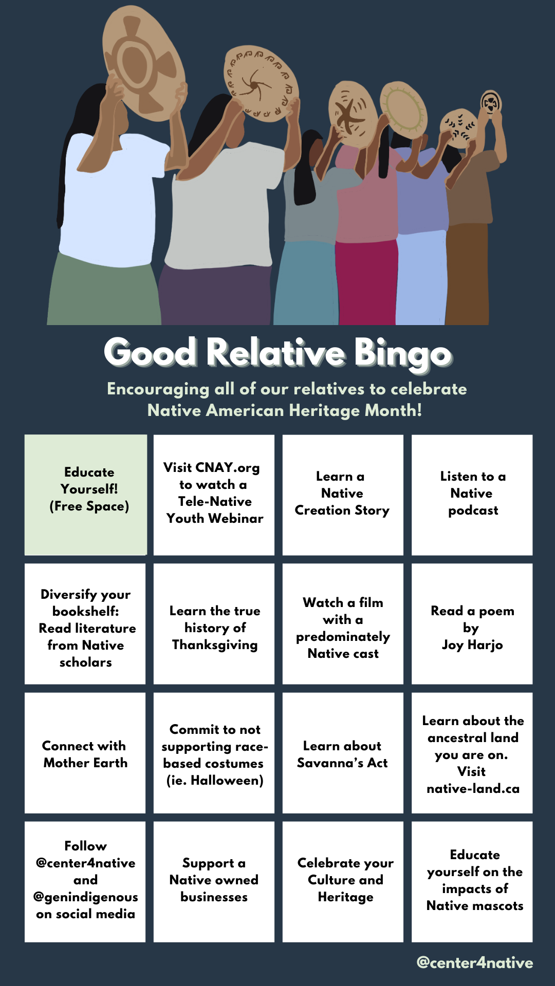 Native American Heritage Month Bingo Challenge - Center for Native ...